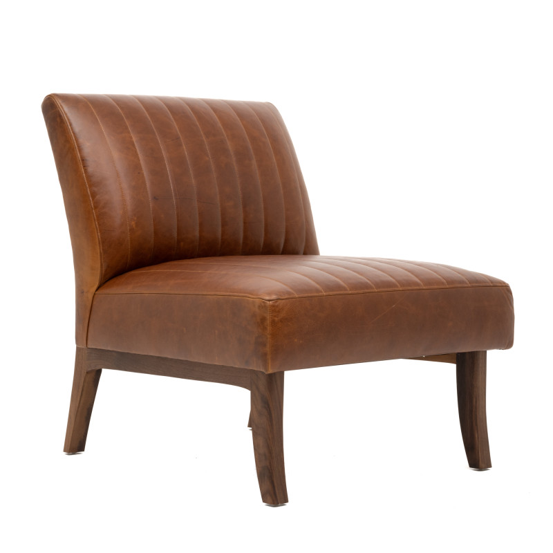 Brown leather slipper chair store